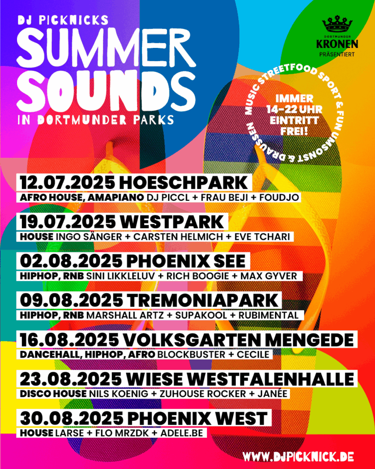 Veröffentlichung der Termine für die Summersounds DJ Picknicks in Dortmunder Parks 2025 ...
