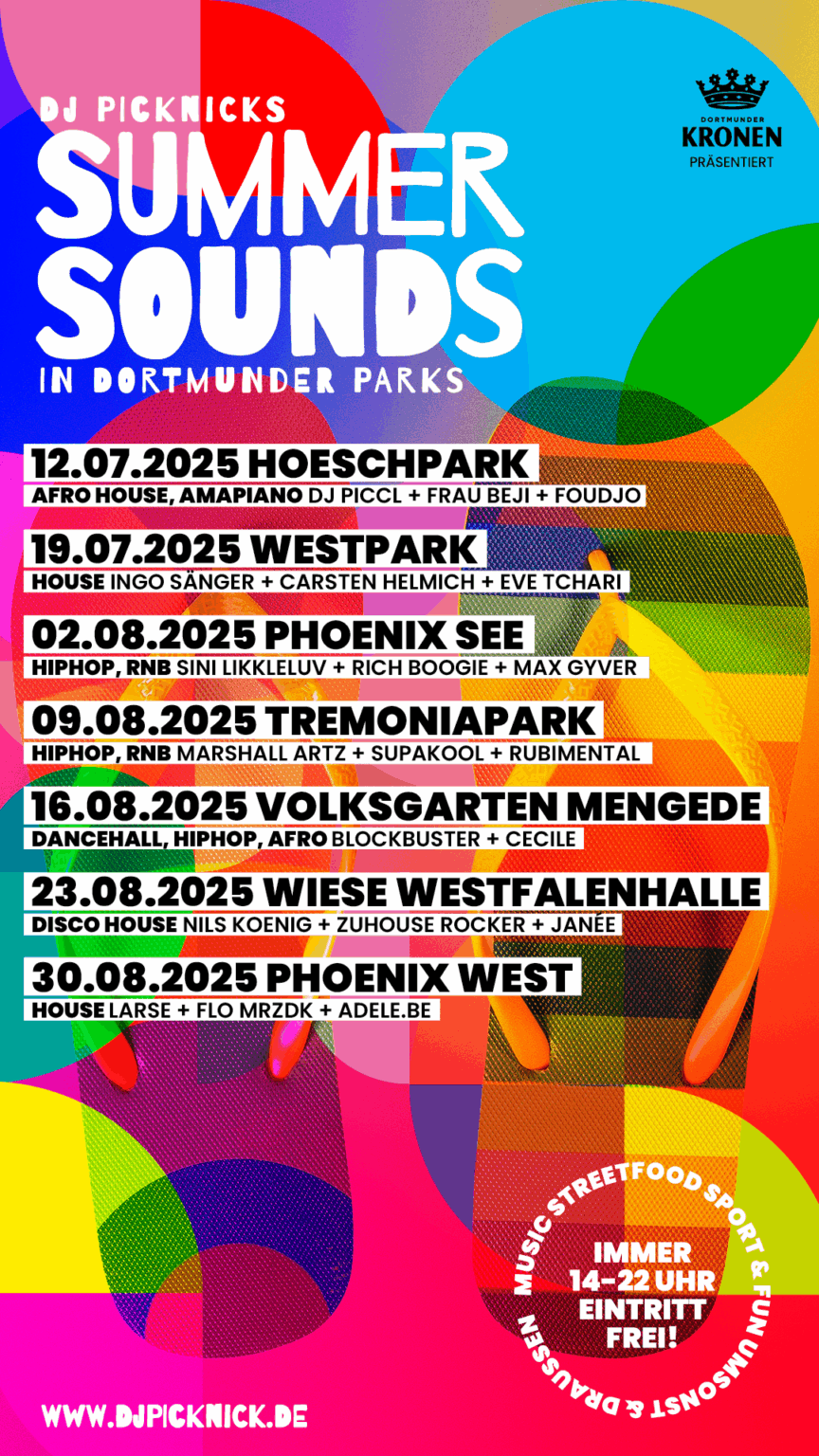 Veröffentlichung der Termine für die Summersounds DJ Picknicks in Dortmunder Parks 2025 ...